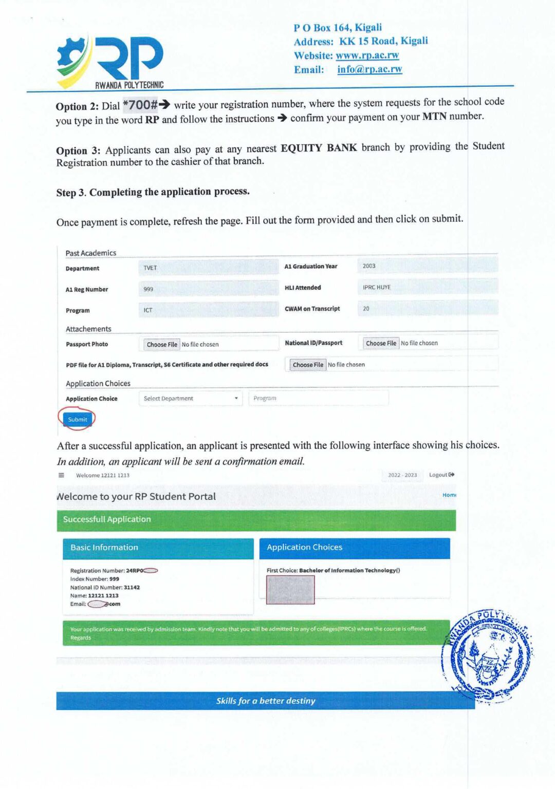 RWANDA POLYTECHNIC APPLICATION PROCESS 2024/2025: GUIDELINES AND ...